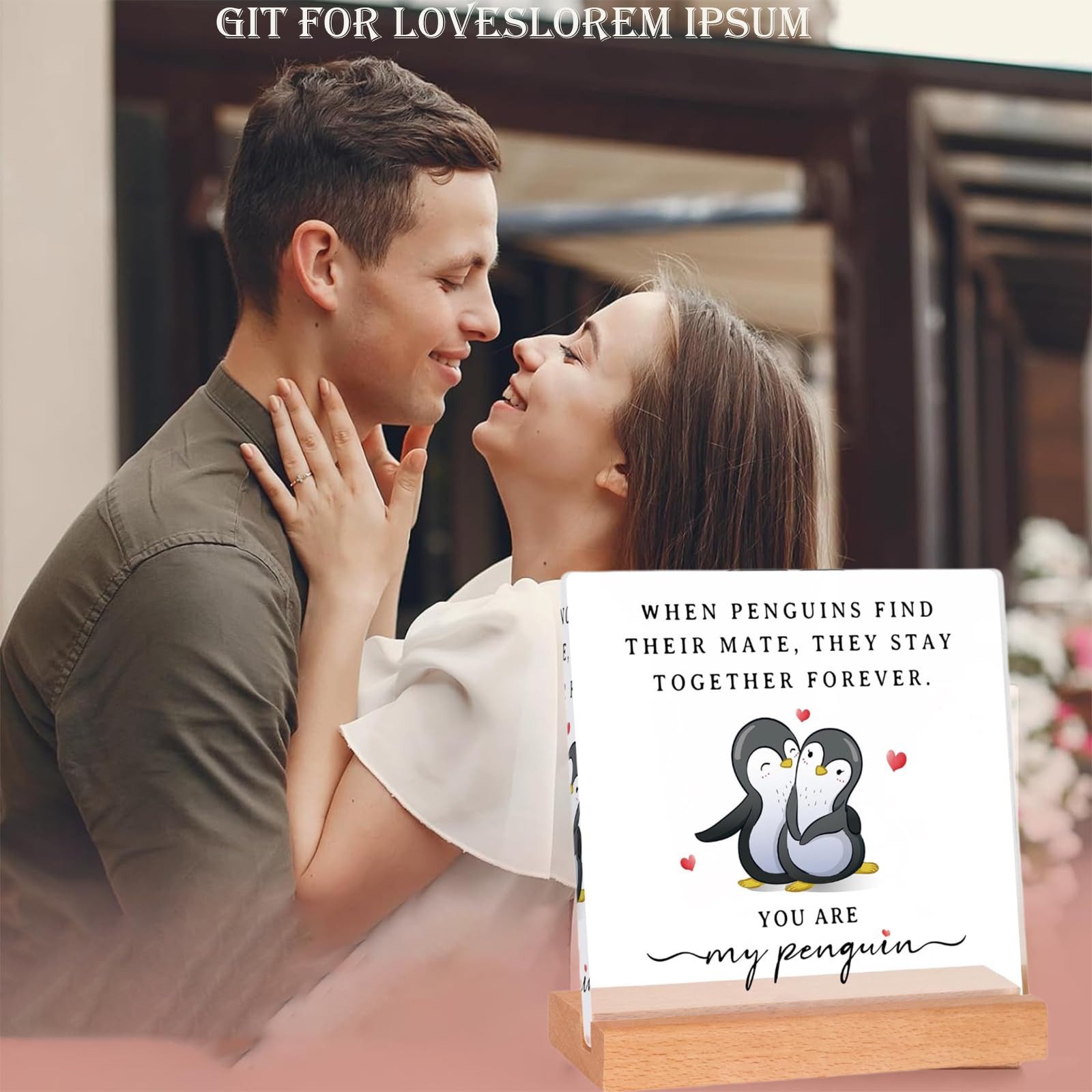 FOUORTUNATE-BEE Deko-Buchstaben Pinguin-Paar Deko aus Acryl mit ...