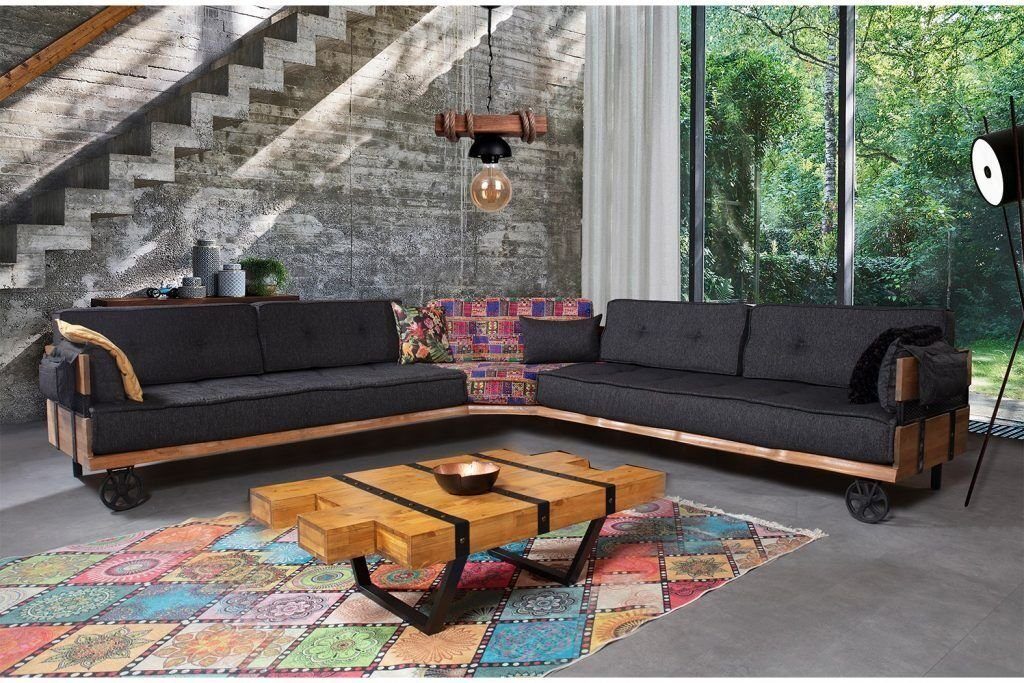 Jvmoebel Wohnzimmer Set Couch Loft Polster Ecksofa Möbel Auf Rädern