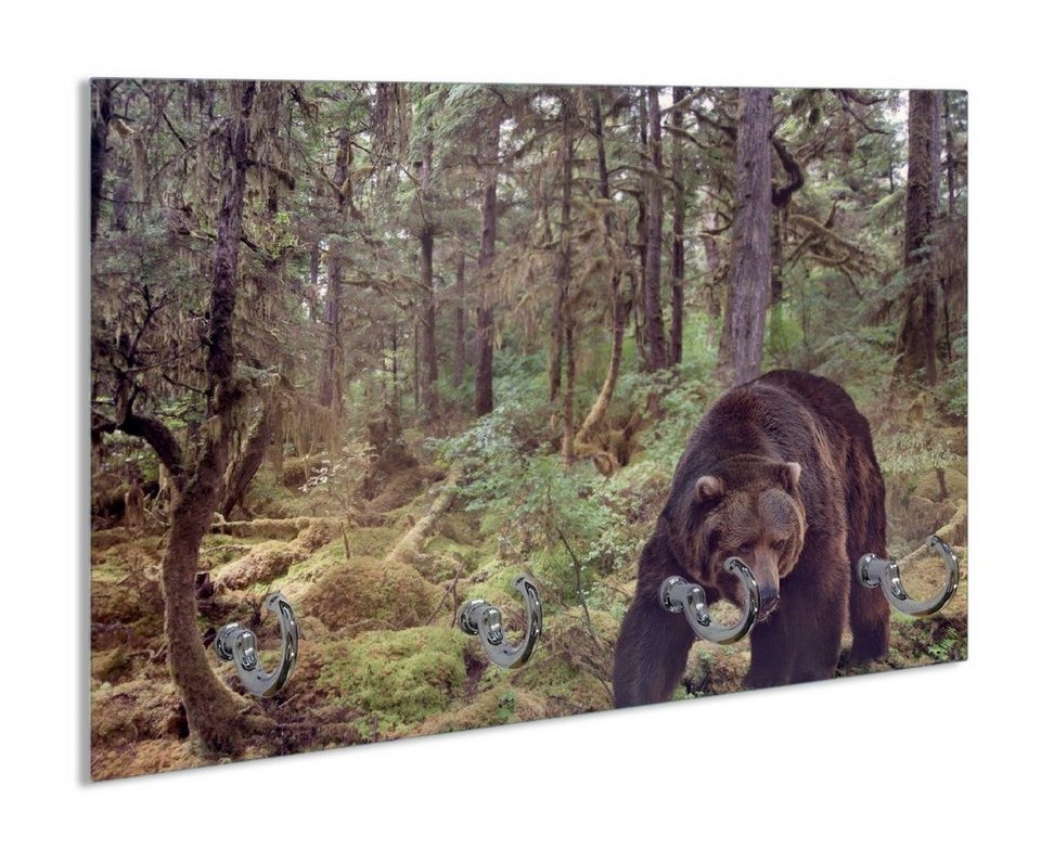 Wallario Schlüsselbrett Gefährlicher Grizzlybär Im Wald Inkl