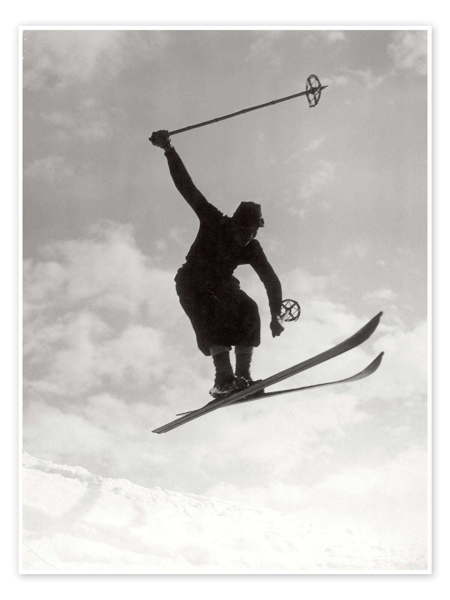 Posterlounge Poster Vintage Ski Collection Sprung Mit Vintage Skiern
