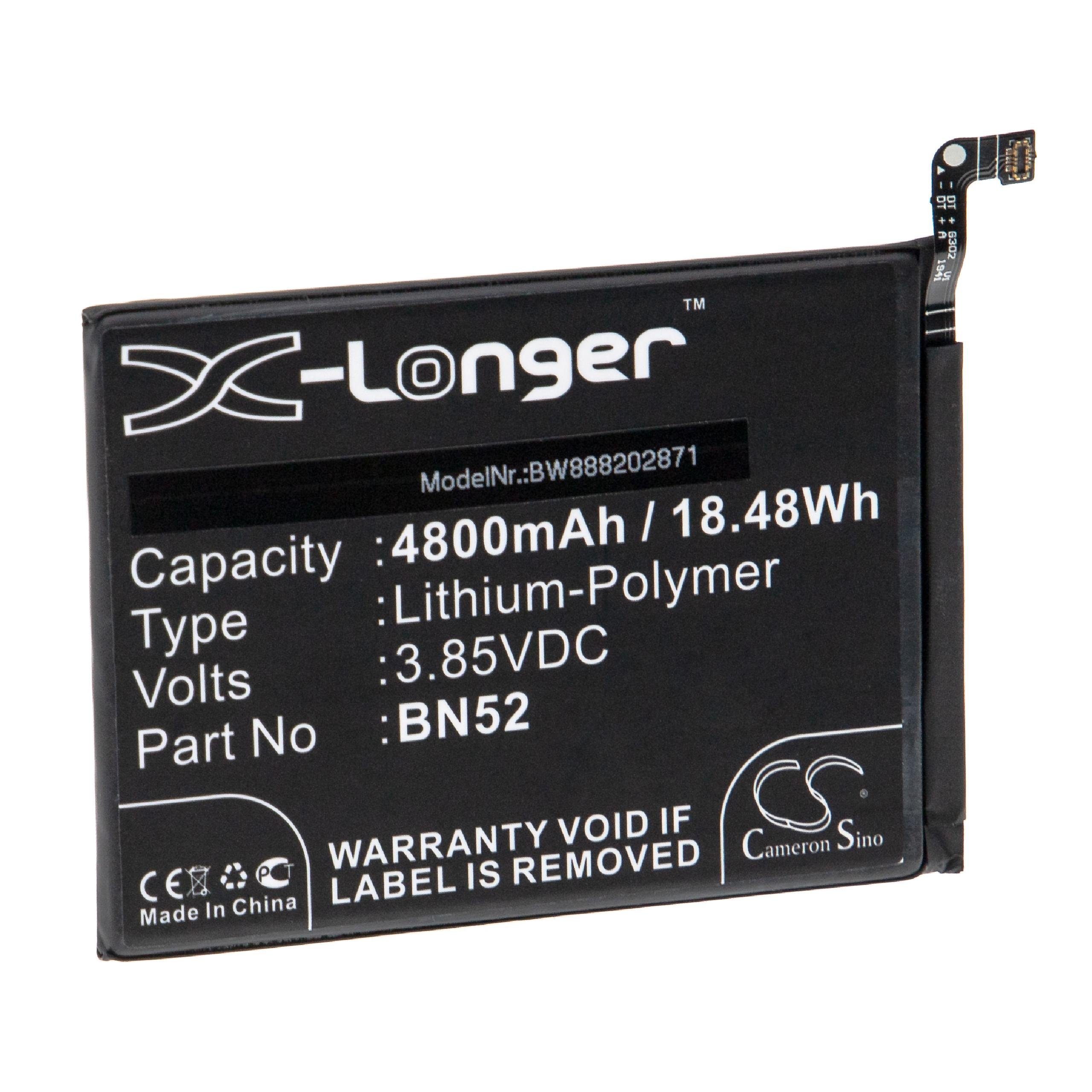 vhbw Ersatz für Redmi BN52 für Mobilfunk (4800 mAh, 3,85 V, Li-Polymer) Smartphone-Akku Li ...