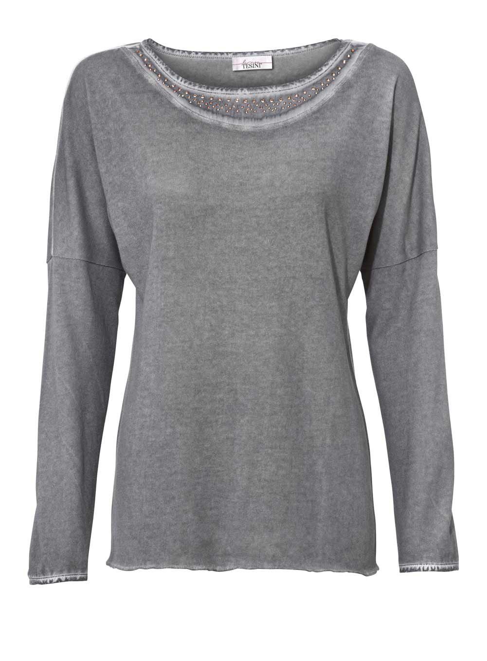 Heine Troyer Linea Tesini Damen Designer Feinstrickpullover Grau Used
