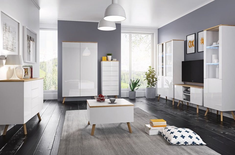 Jvmoebel Wohnwand Hochglanz Wohnwand Schrankwand Rtv Vitrine Sideboard