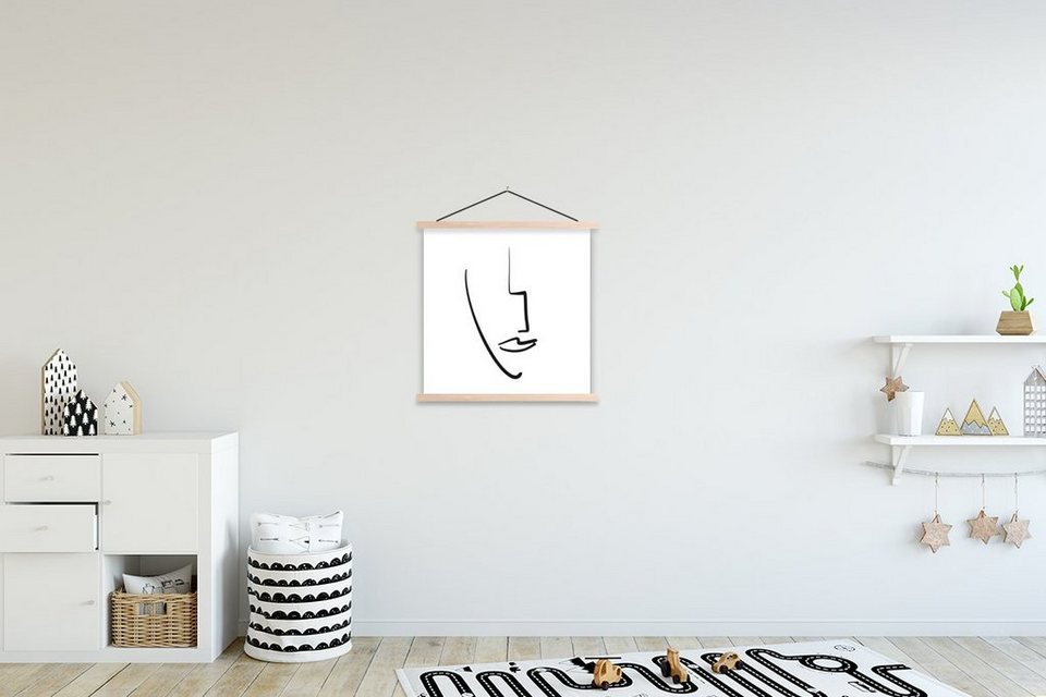 Muchowow Poster Gesicht Schwarz Weiß Abstrakt 1 St