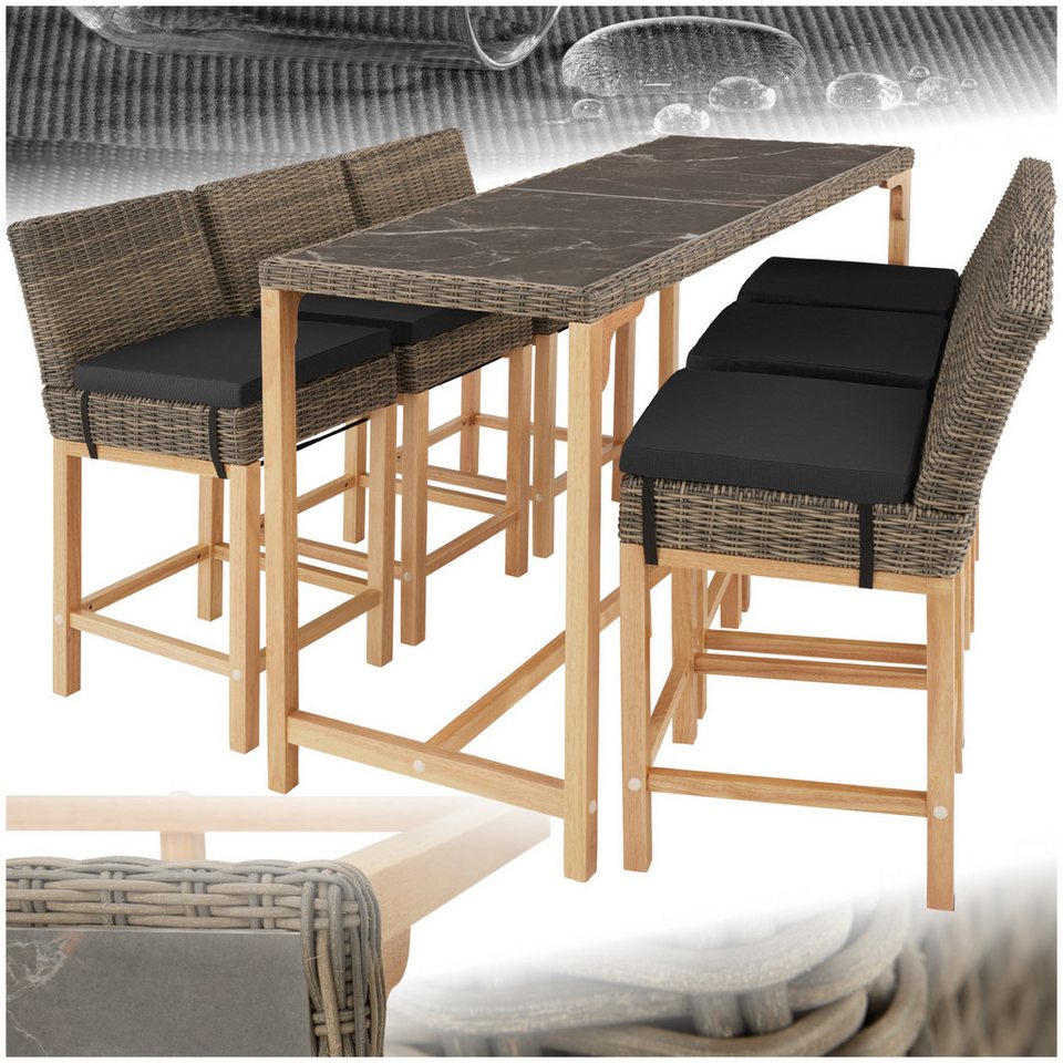 Tectake Sitzgruppe Rattan Tisch Lovas Mit 6 Stühlen Latina Set 7 Tlg