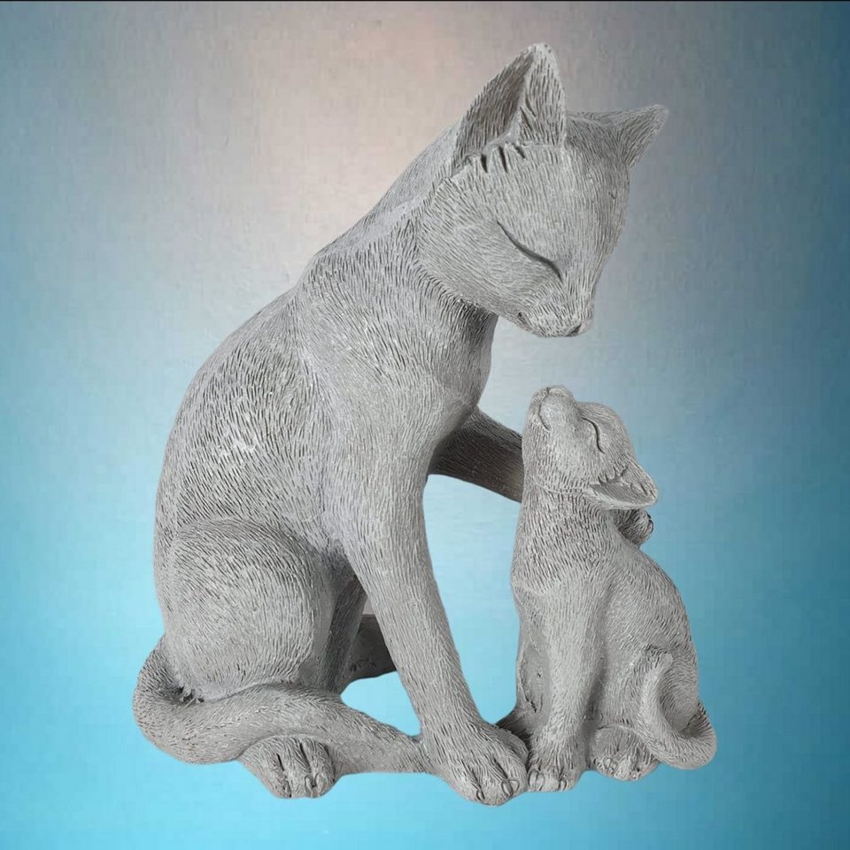 Aspinaworld Gartenfigur Katzen Figur Mit Kind 13 Cm
