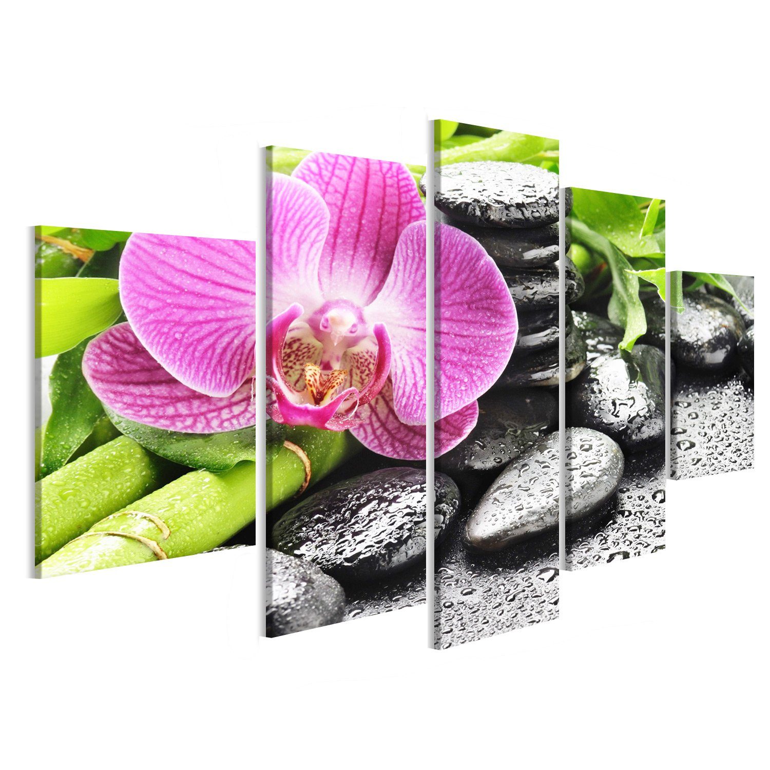 islandburner Leinwandbild Bild auf Leinwand Spa Konzept Mit Zen Steinen Und Orchid Wandbild Lei