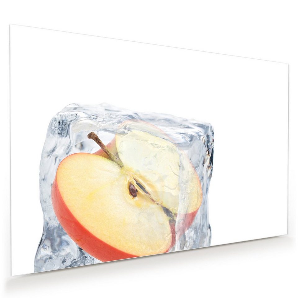 Primedeco Glasbild Wandbild Apfel In Eiswürfel Mit Aufhängung Früchte
