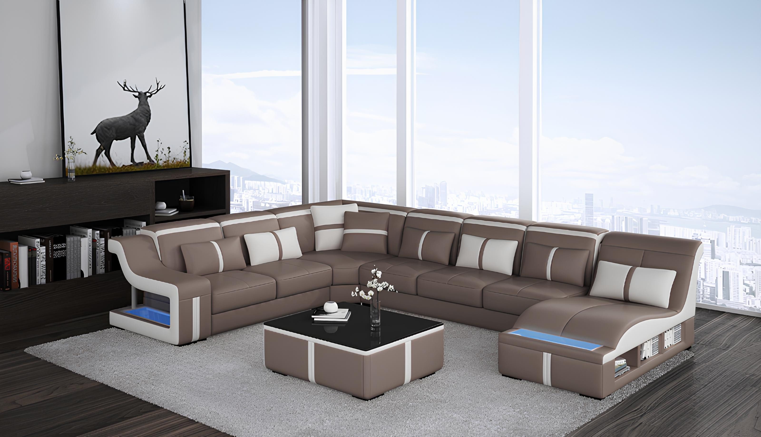 Xlmoebel Ecksofa Neues modernes Design Ledercouch Wohnlandschaft ...
