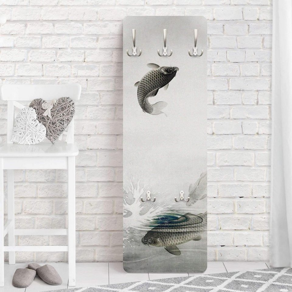Bilderdepot24 Garderobenpaneel Grau Retro Vintage Tiere Vintage