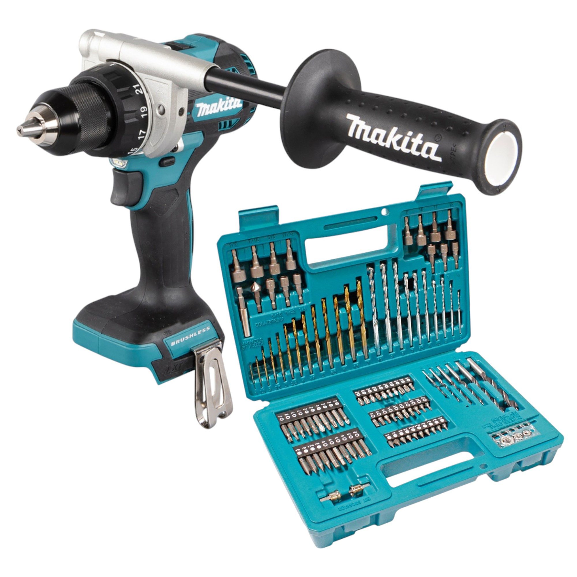 Makita Akku-Schrauber DDF 486 Z 18 V 130 Nm Brushless + 102 tlg. Bit Bohrer Set - ohne Akku