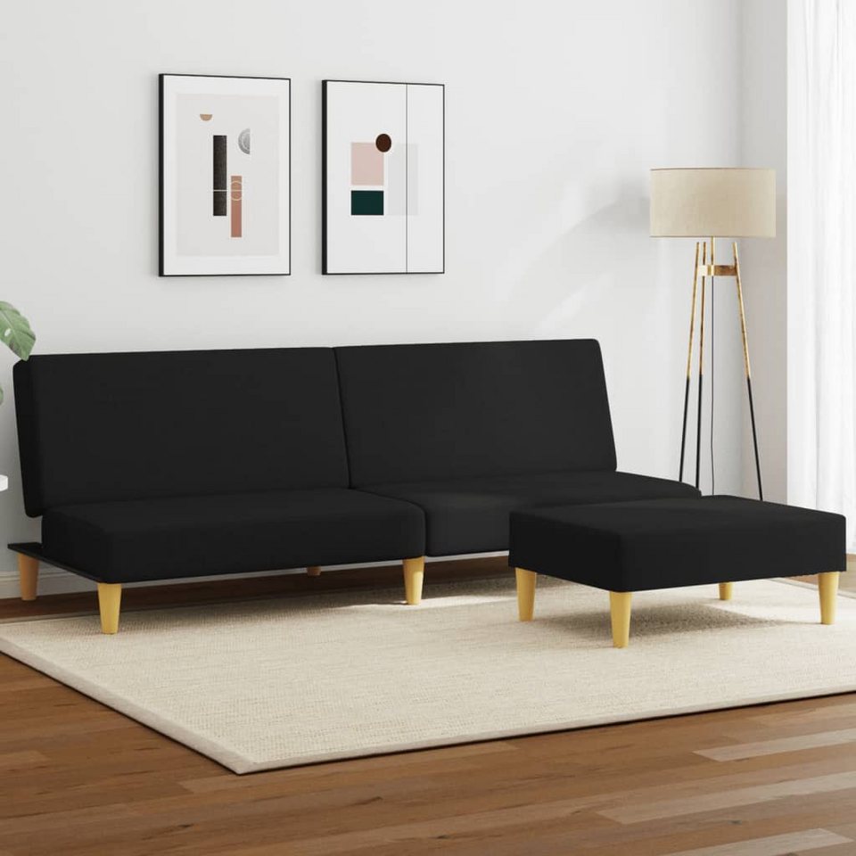 Vidaxl Sofa Schlafsofa 2 Sitzer Mit Fußhocker Schwarz Stoff