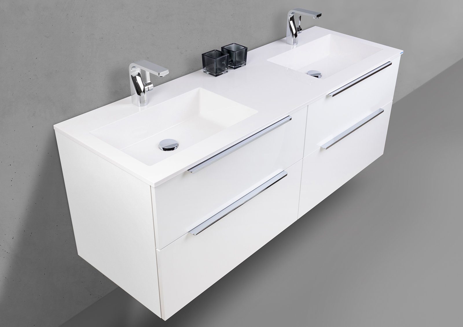Intarbad Badmöbel-Set Badmöbel Set SKY Doppelwaschtisch 150 cm mit ...