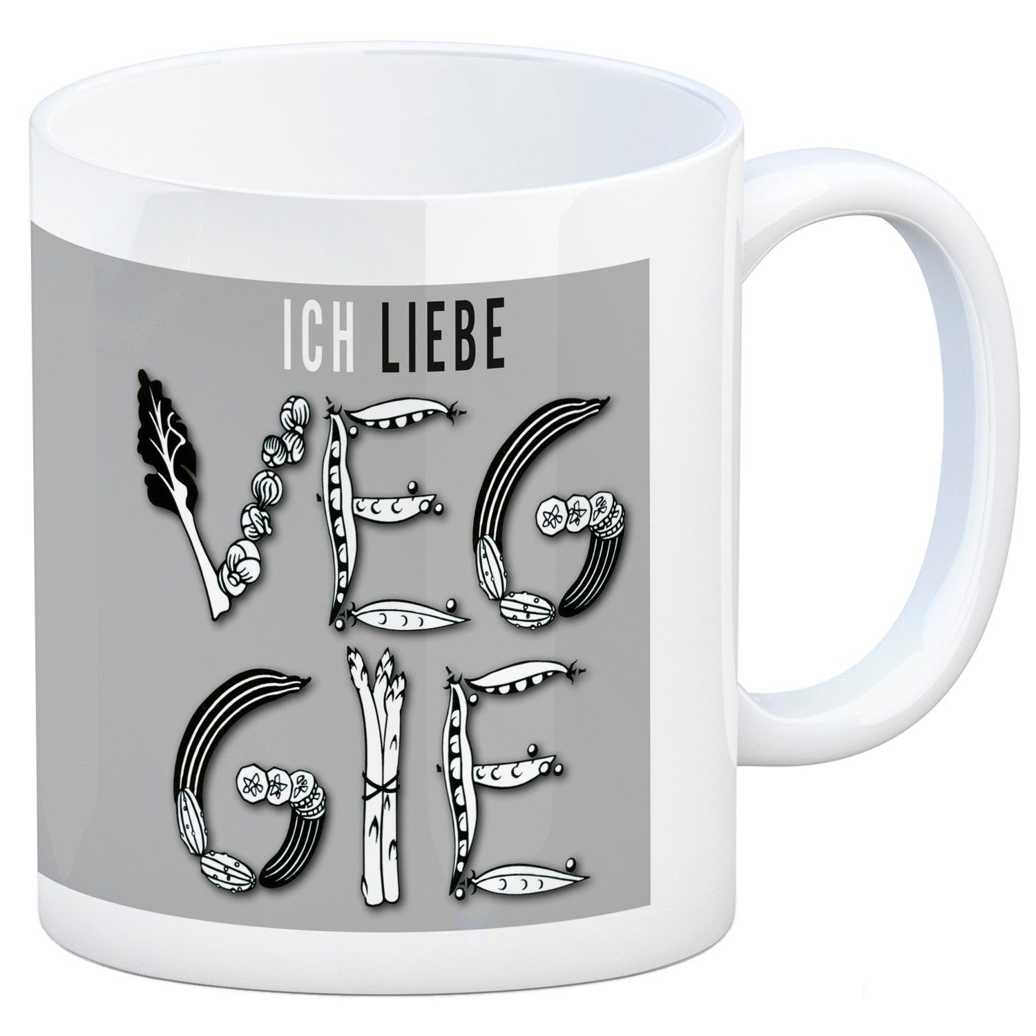 Speecheese Tasse Ich Liebe Veggie Kaffeebecher Mit Gemüse Motiv In Grau