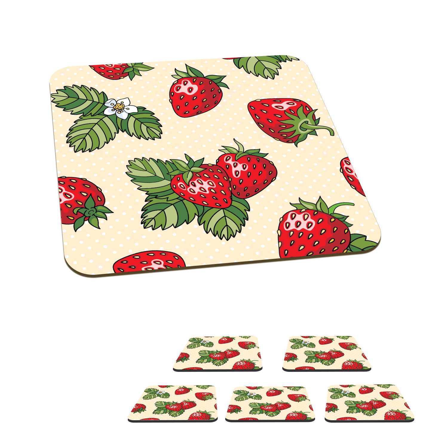 Muchowow Glasuntersetzer Erdbeeren Obst Muster Zubehör Für Gläser