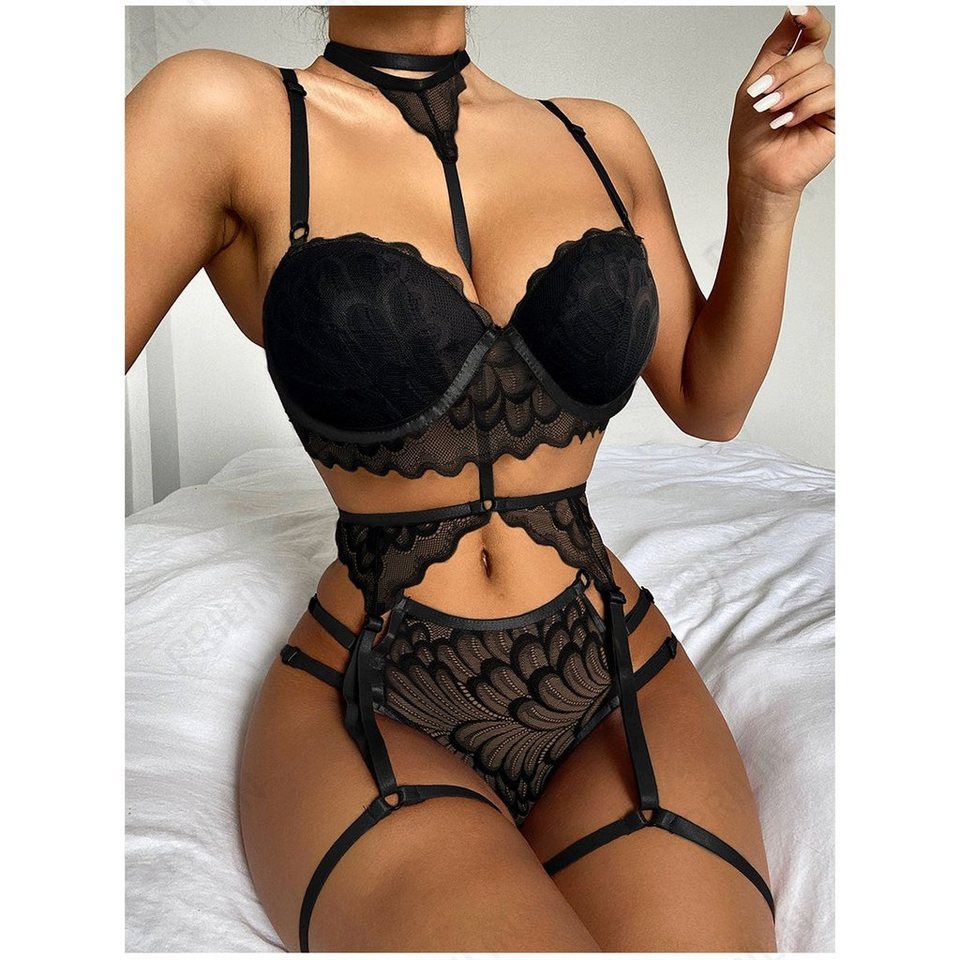 Aukuu Set Corsage Bh Set Unterwäsche Sexy Damen Spitze Neckholder