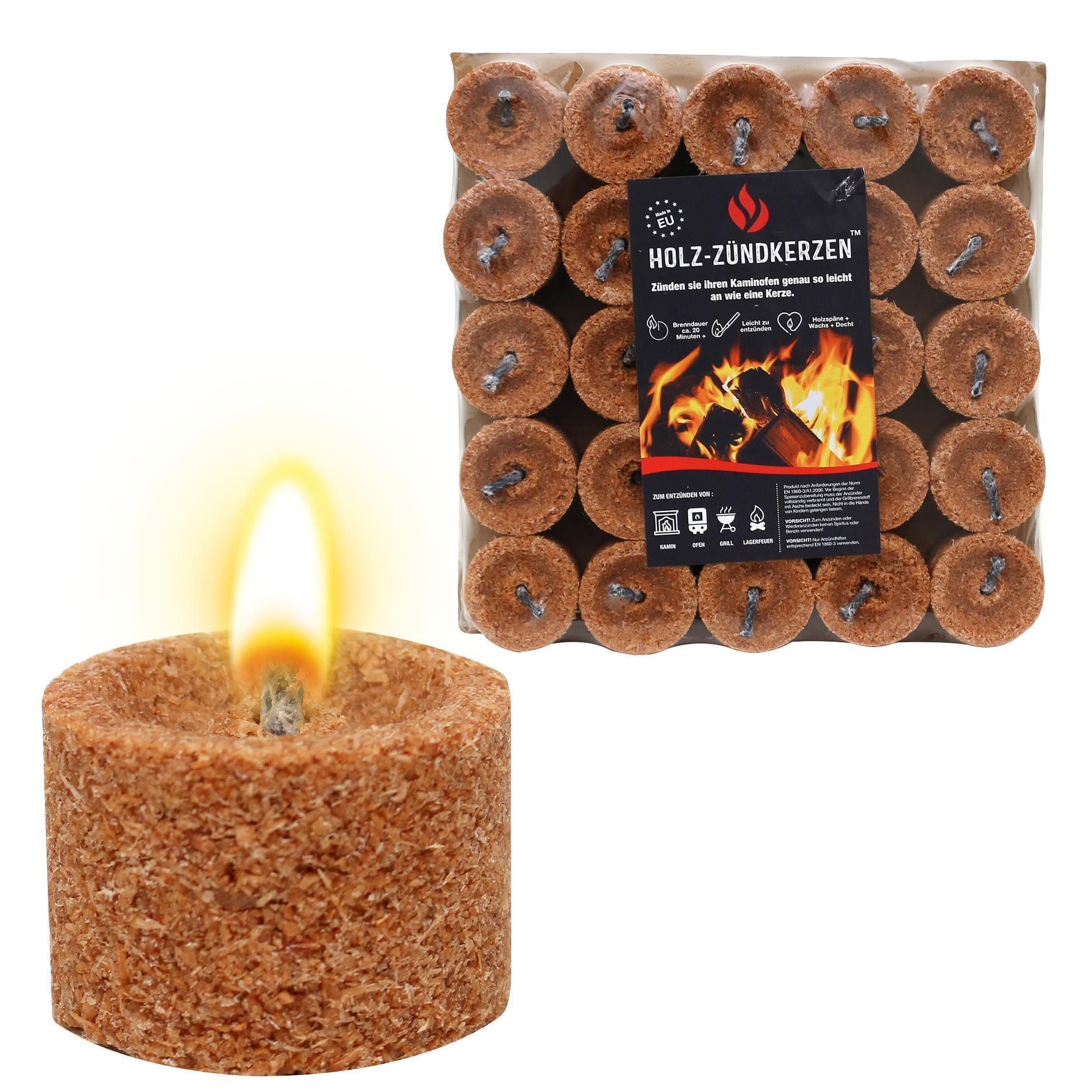 Dekohelden24 Grillanzünder 50 St. Holz-Zündkerzen, Anzünder für Kamin, Ofen, Grill od ...