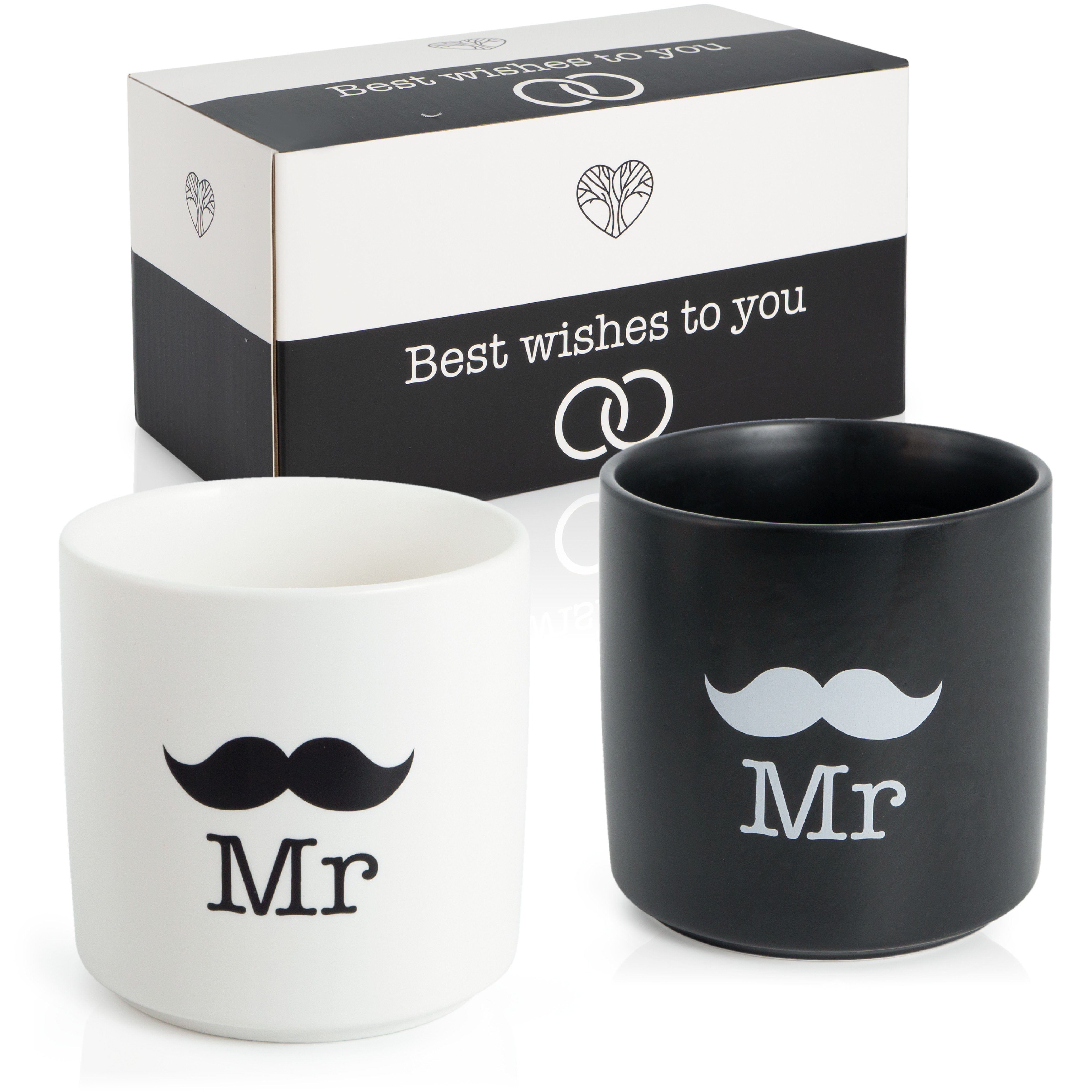 WeddingTree Becher Hochzeitsbecher Mr & Mr, Steingut, Trinkbecher