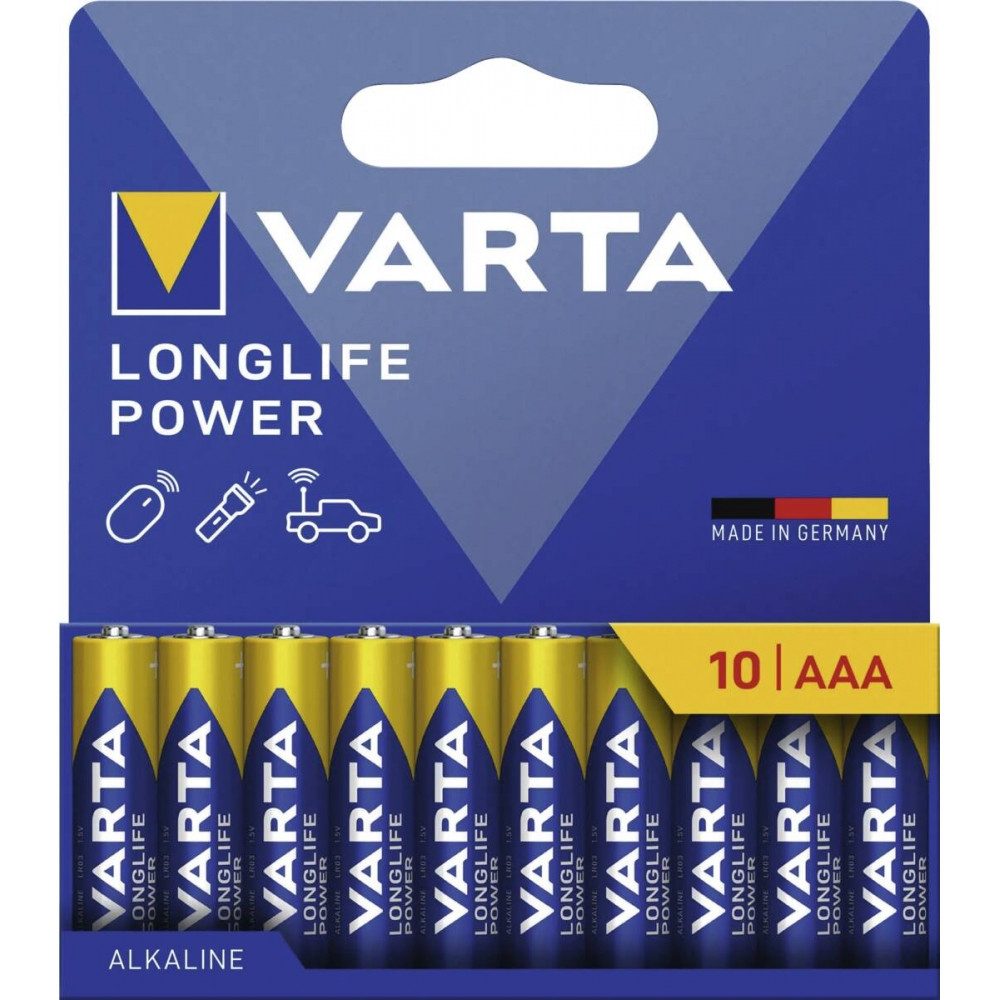 VARTA Varta 4903 LONGLIFE Power Micro AAA Batterien Batterie, (230 Volt V), Wasserfest und ...