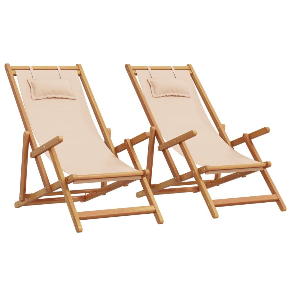 Vidaxl Gartenstuhl Strandstühle 2 Stk Klappbar Beige Stoff Und