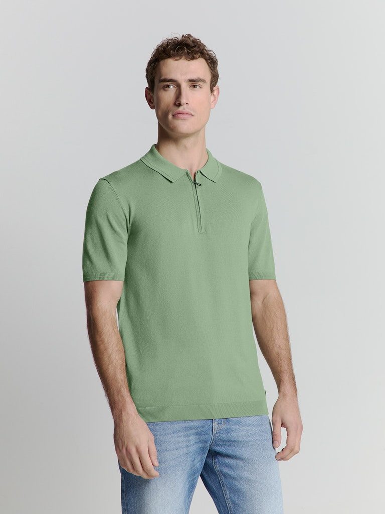 NO EXCESS Poloshirt Pullover Short Sleeve Polo Zip Soli