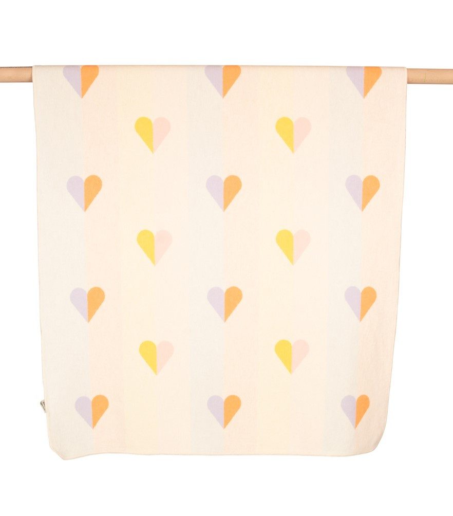 Kinderdecke Juwel 'Herzen' 100 x 140 cm Rohweiß, DAVID FUSSENEGGER