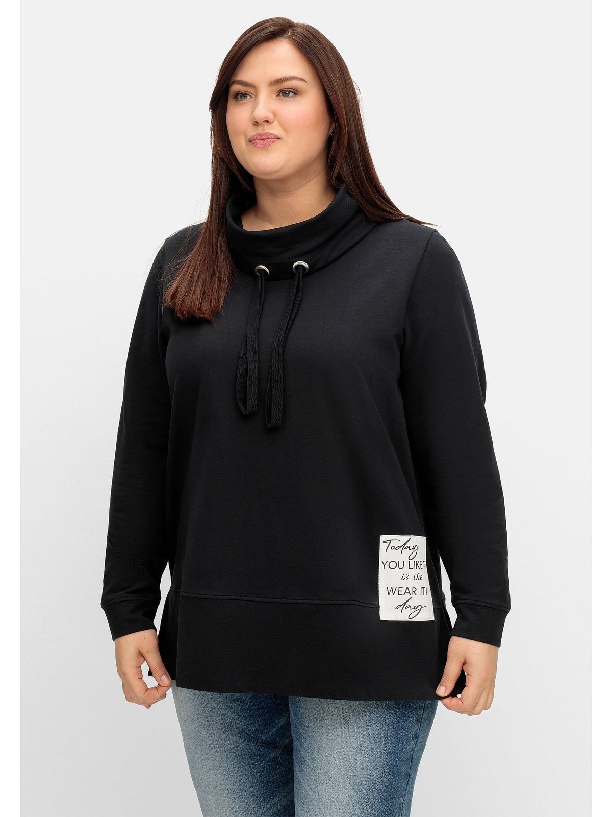 Sheego Sweatshirt Große Größen Mit Stehkragen Und Applikation Seitlich