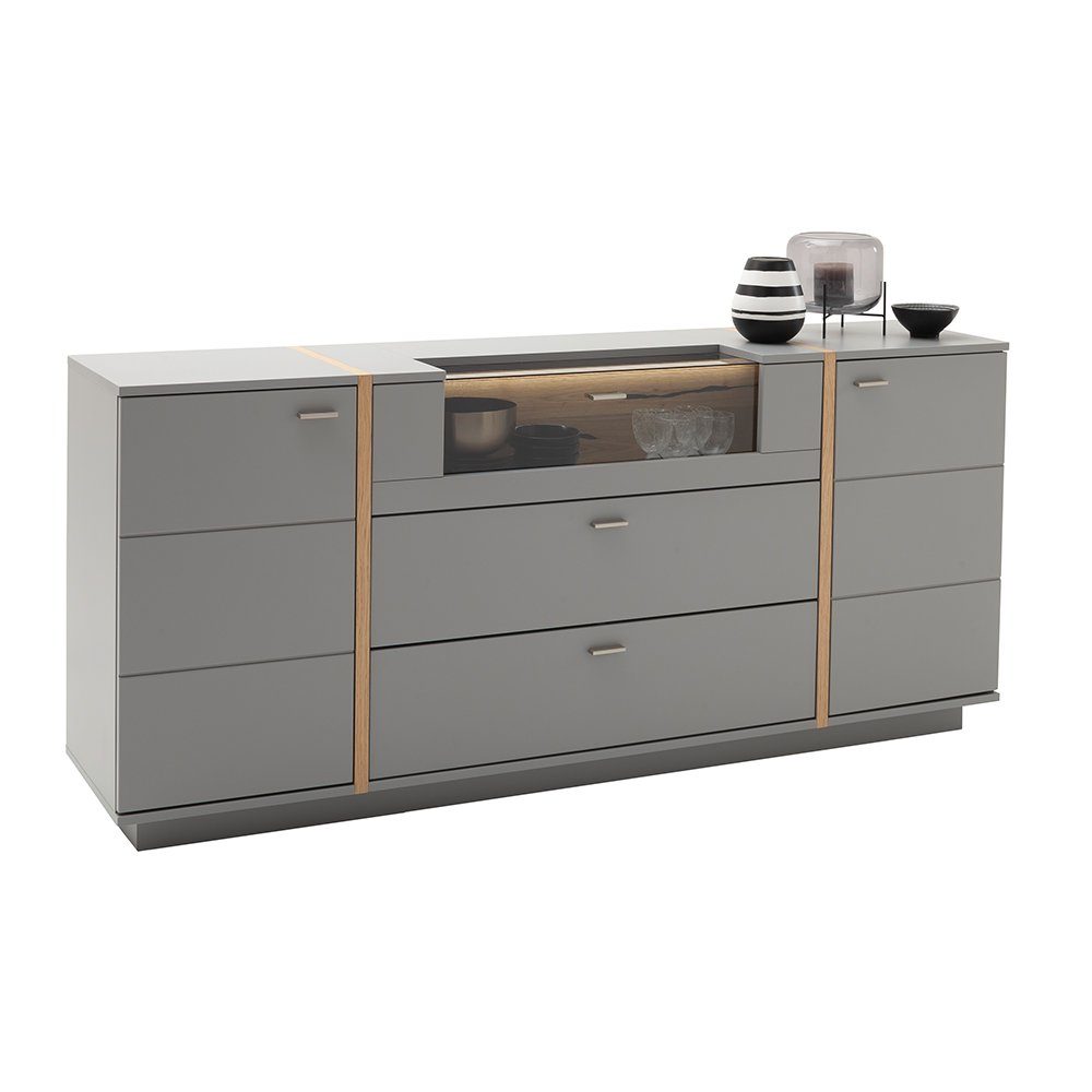 Lomadox Sideboard Savannah 05 Inkl Led Beleuchtung In Grau Mit Eiche
