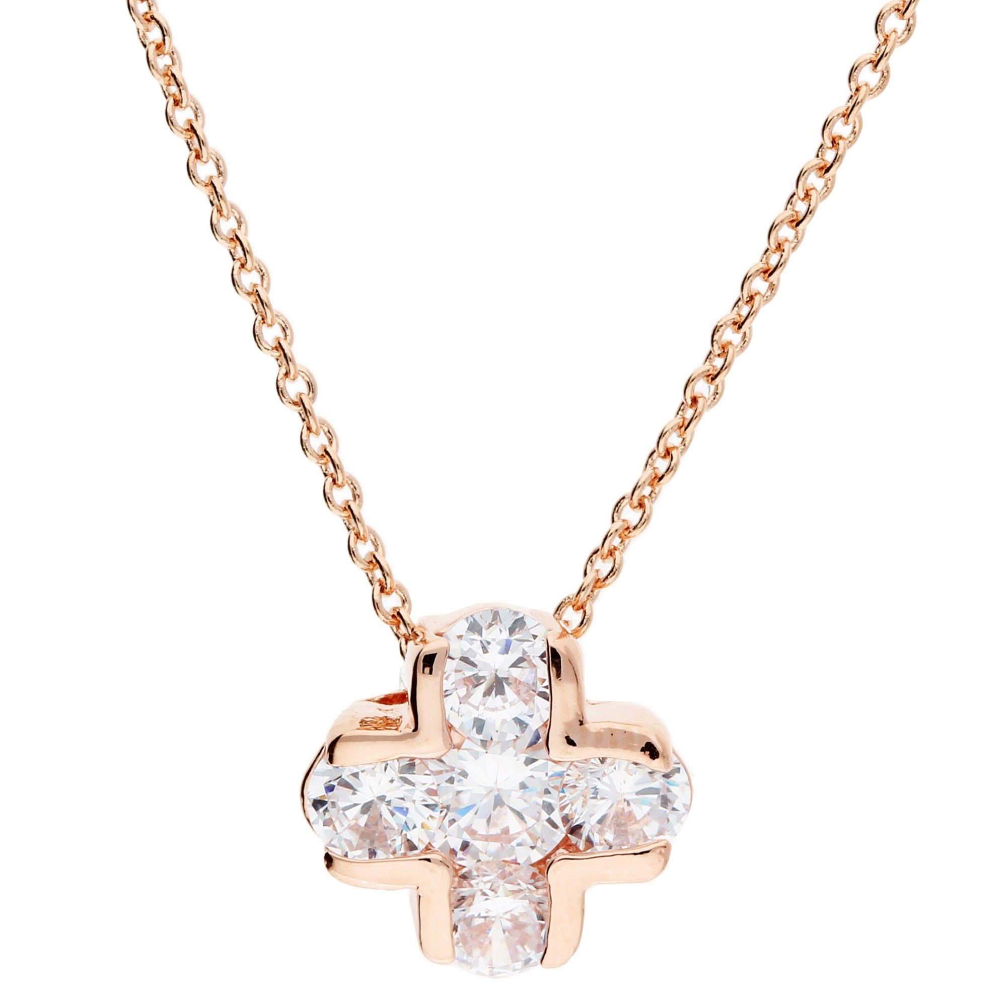 LÖB Kette mit Anhänger »Kette Kreuzanhänger Zirkonia Roségold Vergoldet«, Damen Halskette Kreuz ...