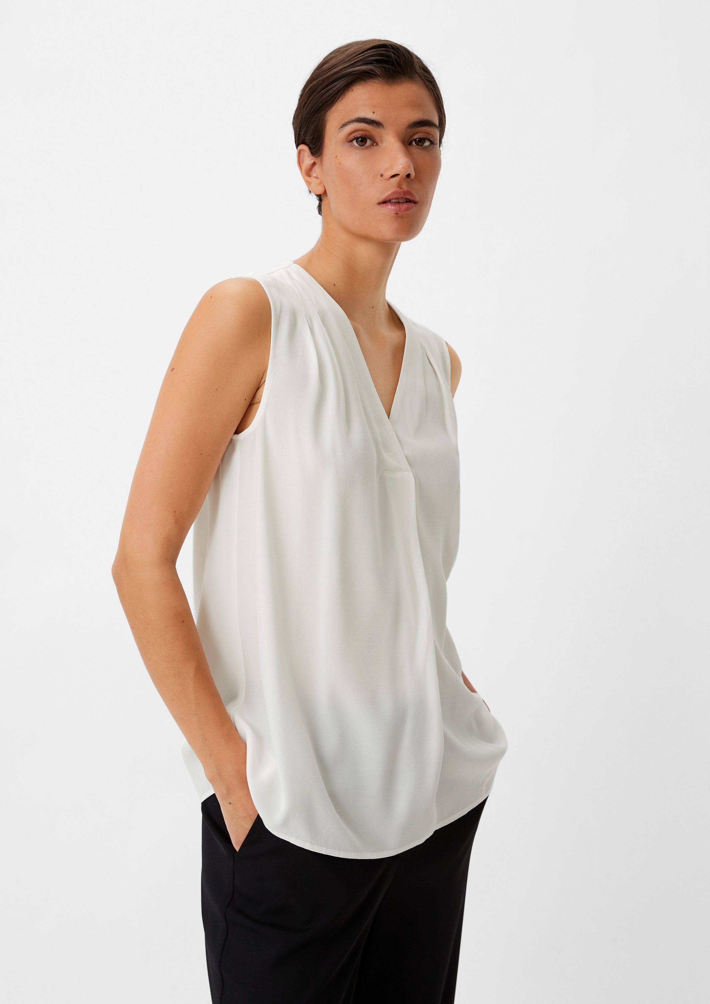 Comma Blusentop Crêpe Bluse Aus Viskose Biesen