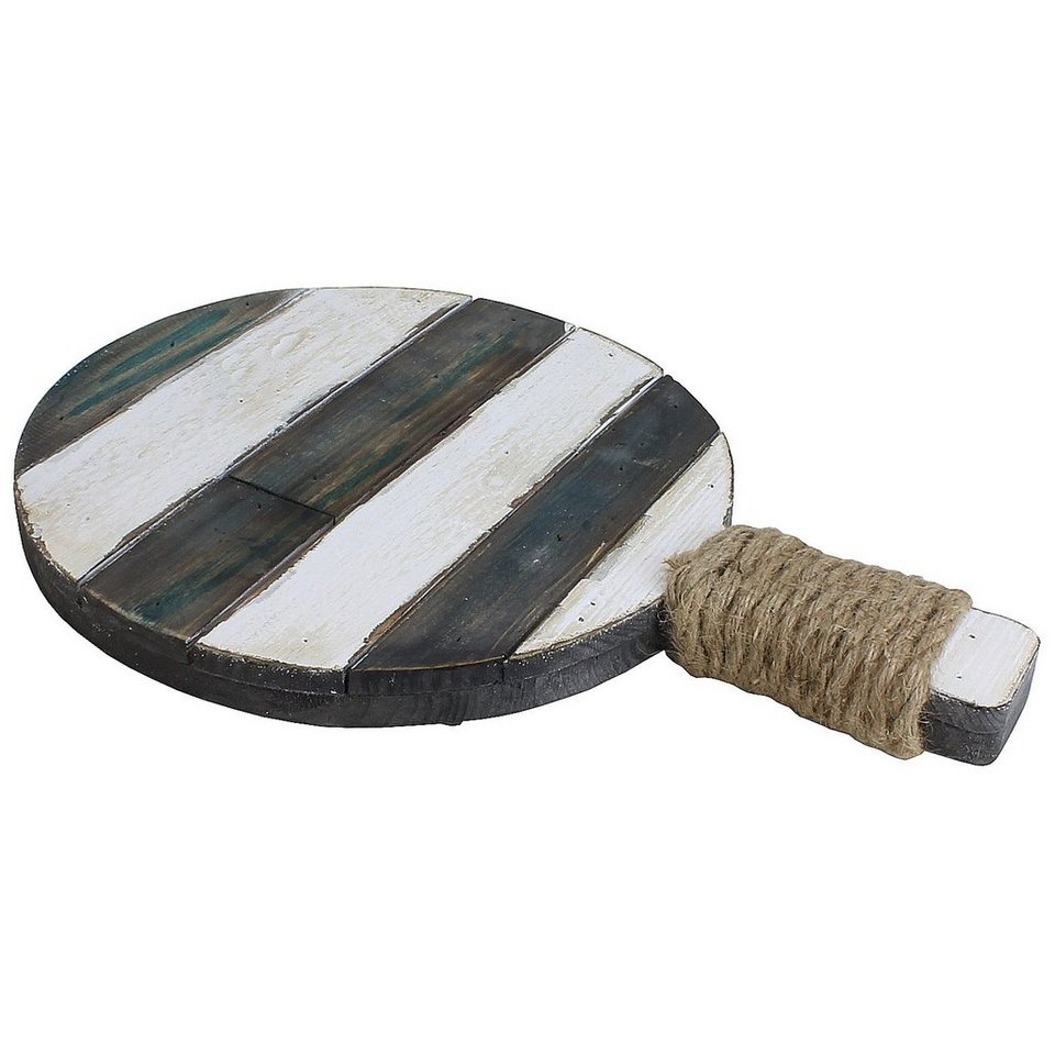Macosa Home Dekotablett Dekobrett Holz Tablett Rund Servierbrett