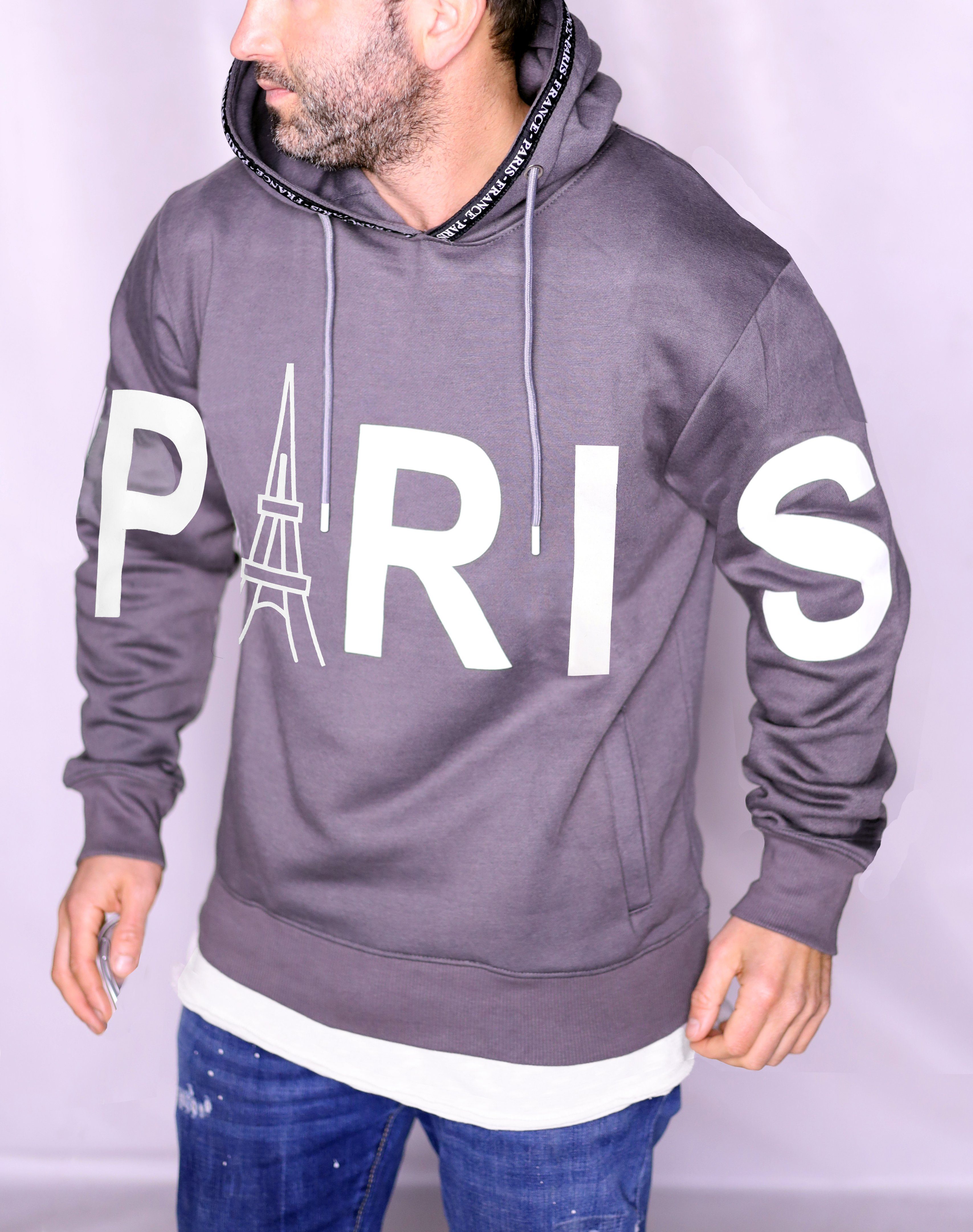 RMK Kapuzenpullover Herren Hoodie Pullover mit Kapuze Pulli Frankreich Paris mit Taschen