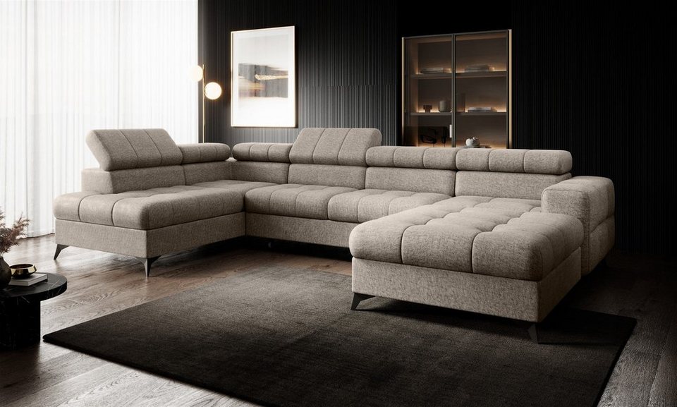 Fun Möbel Wohnlandschaft U Form Schlafsofa Sparks Stoff Infinity