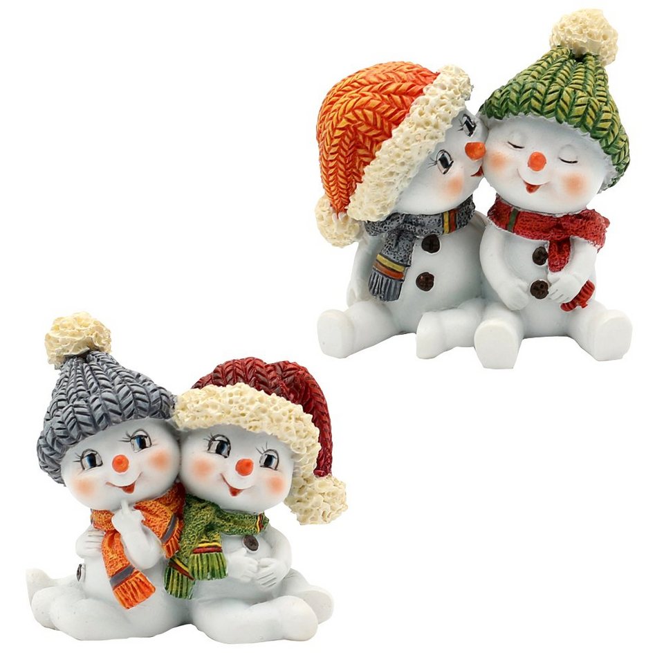 Dekohelden24 Dekofigur Schneekinderpaar Als 2er Set Mit Mütze Und