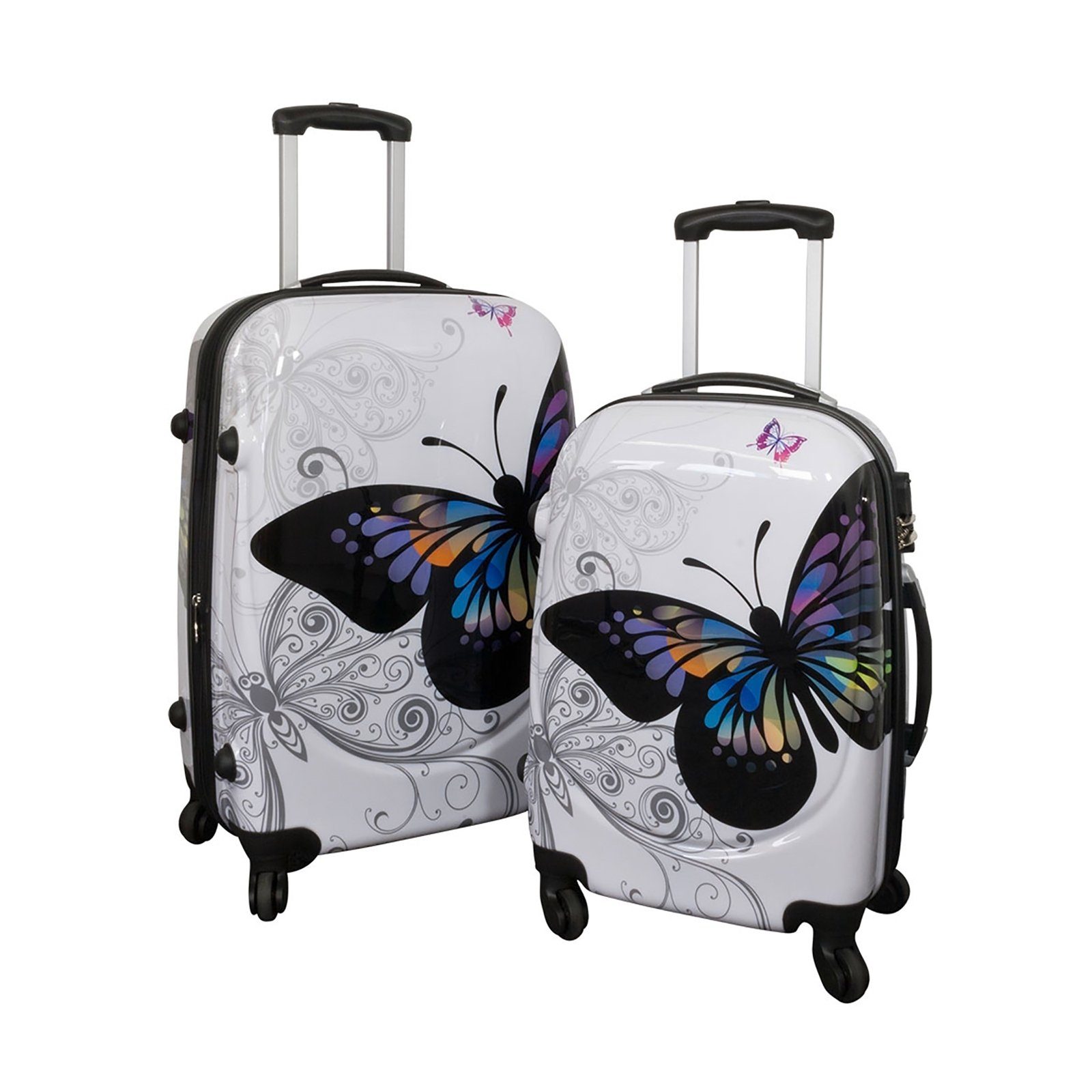 Hti Living Kofferset Poly Abs Kofferset 2 Teilig Butterfly 4 Rollen