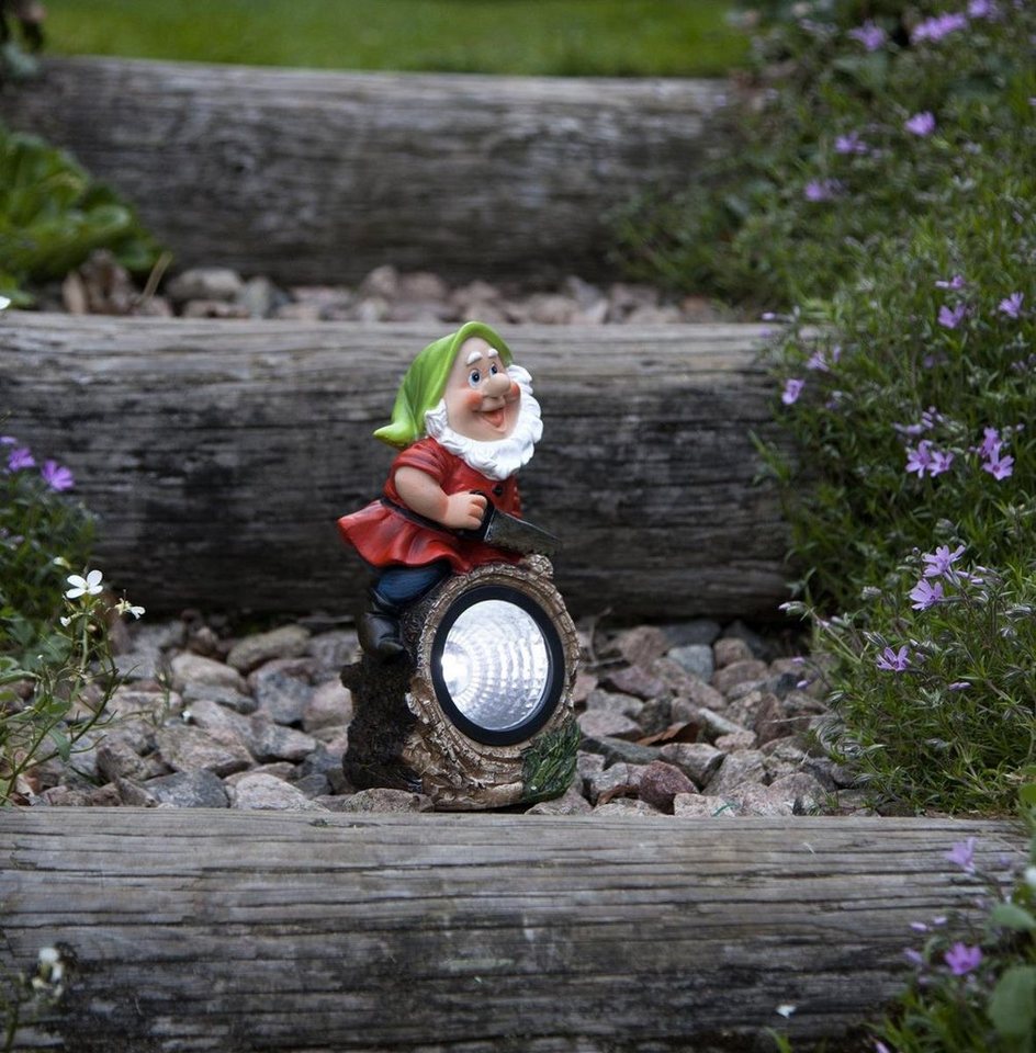 Star Trading Gartenzwerg Led Solar Gartenzwerg Mit Säge Gartenfigur