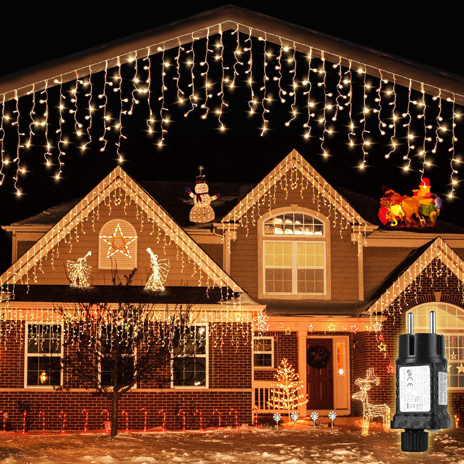 Salcar Led Lichtervorhang Led Lichterkette Outdoor Eisregen
