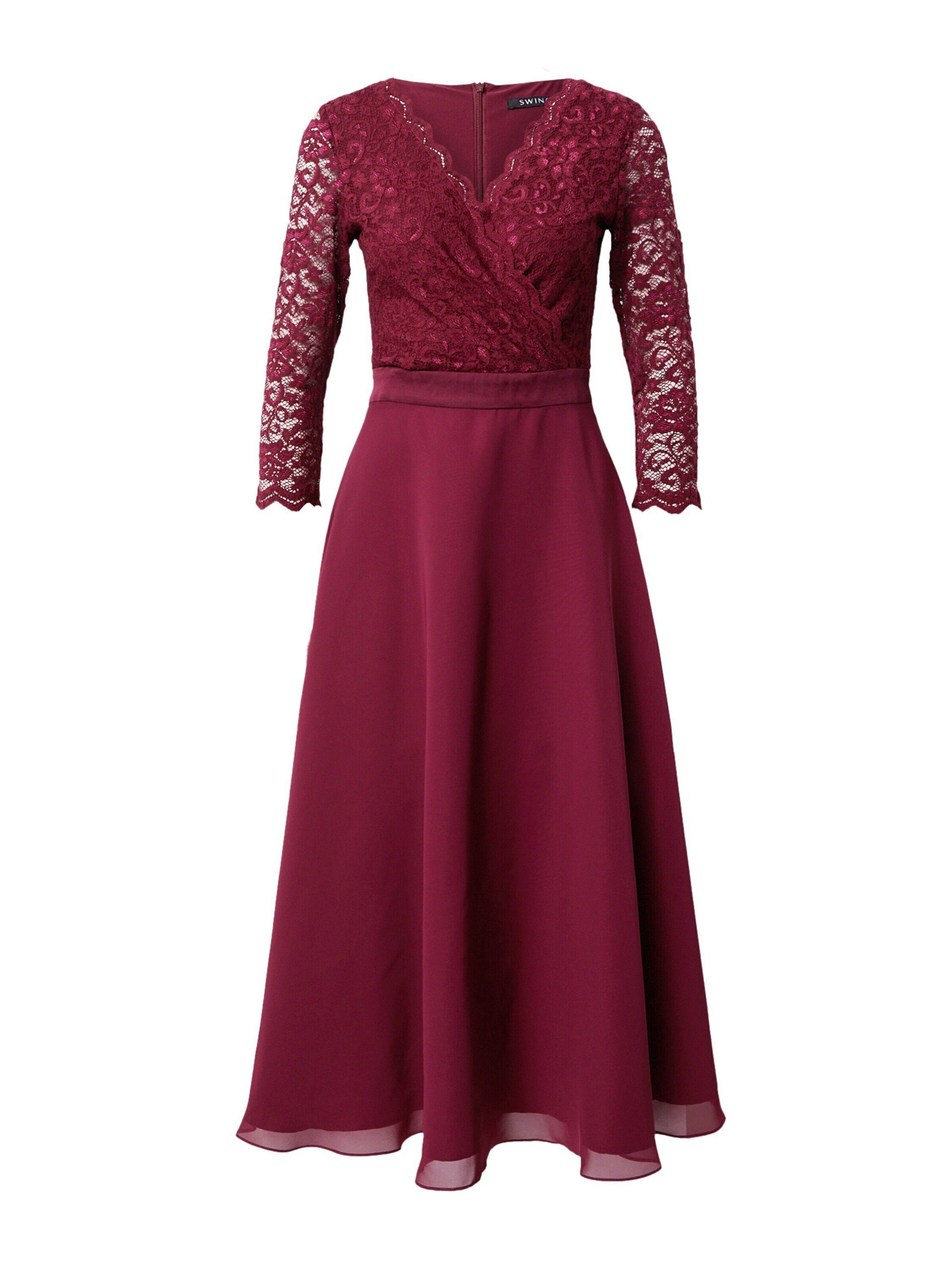 Swing Midikleid 1 Tlg Wickel Design Spitze Verdeckter Reißverschluss