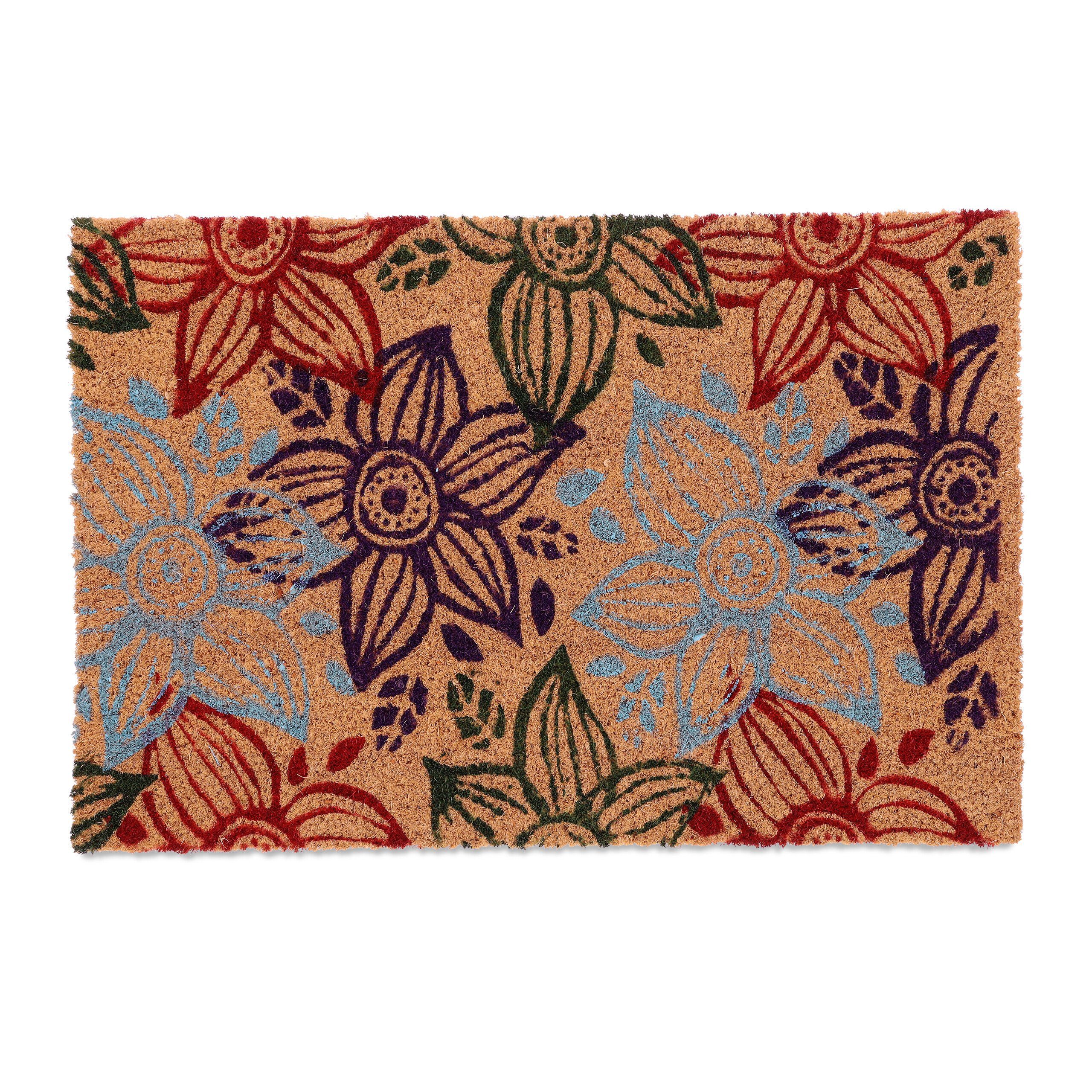 Fußmatte Kokos Fußmatte Blumen Relaxdays Höhe 20 Mm