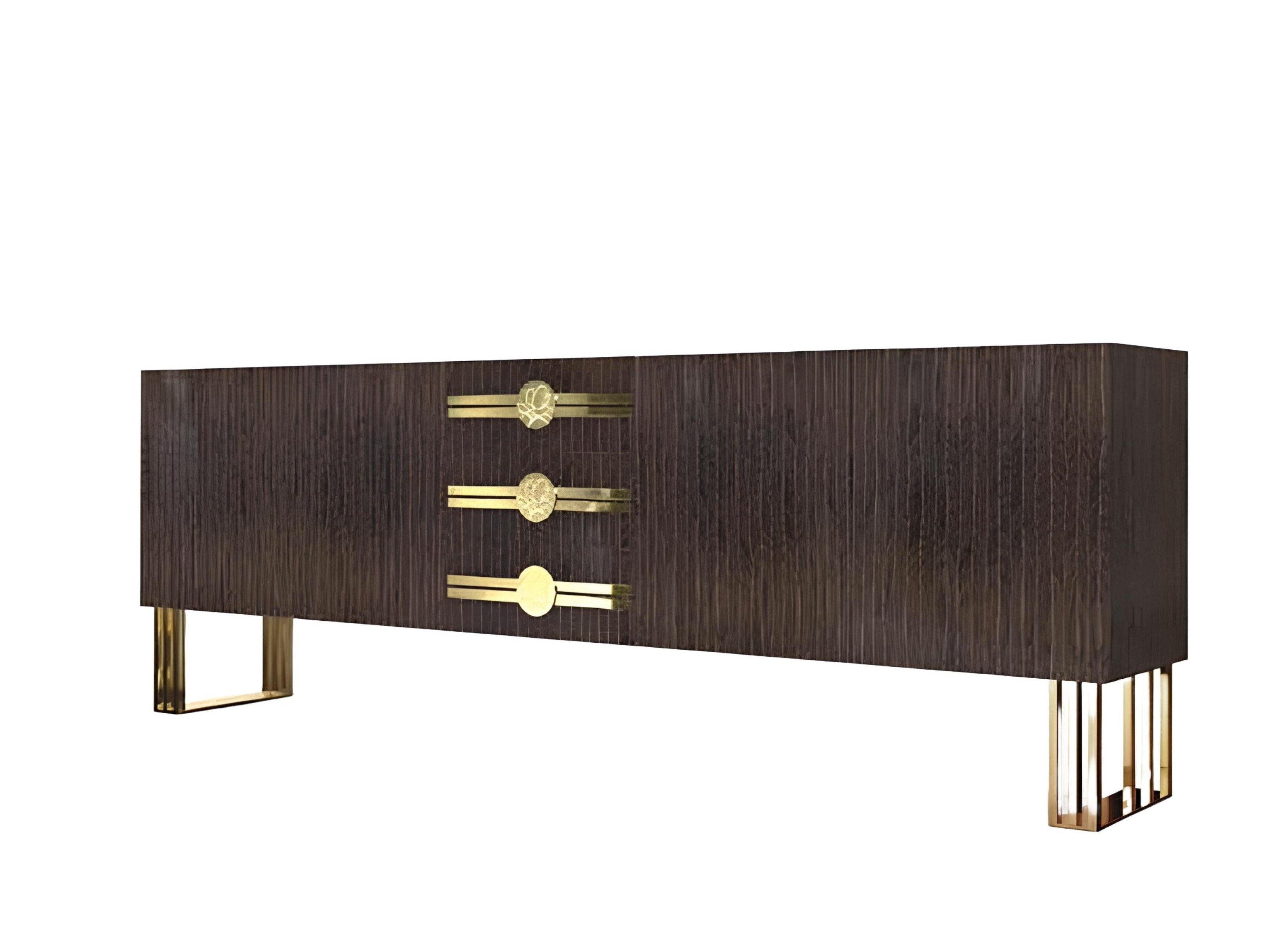 Xlmoebel Kommode Braunes Massivholz Sideboard Mit Schränken Möbeln Und