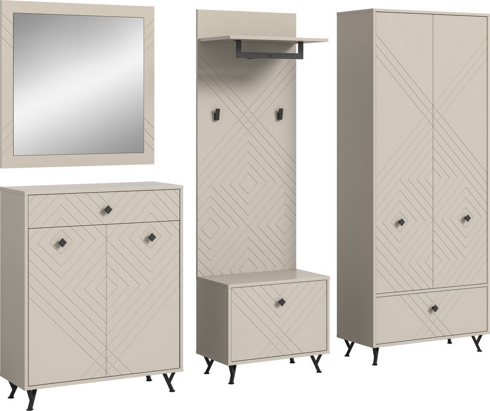 Inosign Garderoben Set Mento Set 5 St Mit Ornamentfräsung