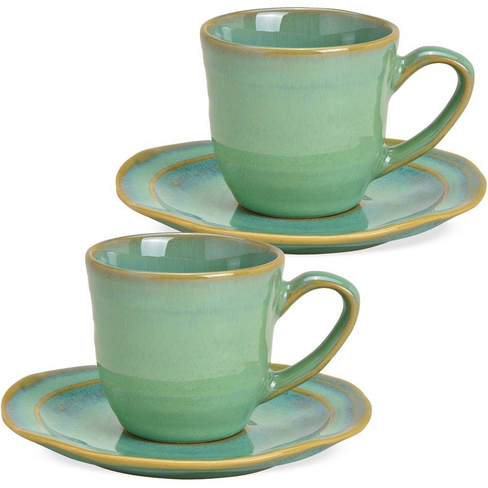 Matches21 Home And Hobby Tasse Moderne Steingut Espresso Tassen 2er Set