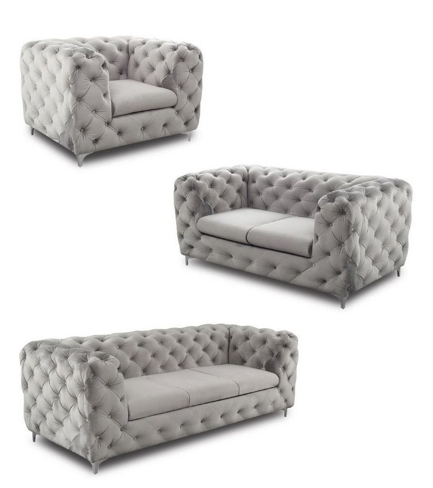 Jvmoebel Sofa Luxus Graue Chesterfield Sofagarnitur 321 Sitzmöbel Neu