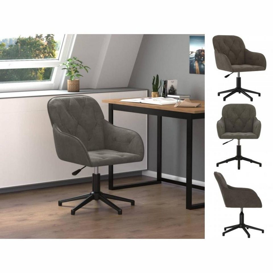 Vidaxl Bürostuhl Bürostuhl Drehbar Dunkelgrau Samt Home Office