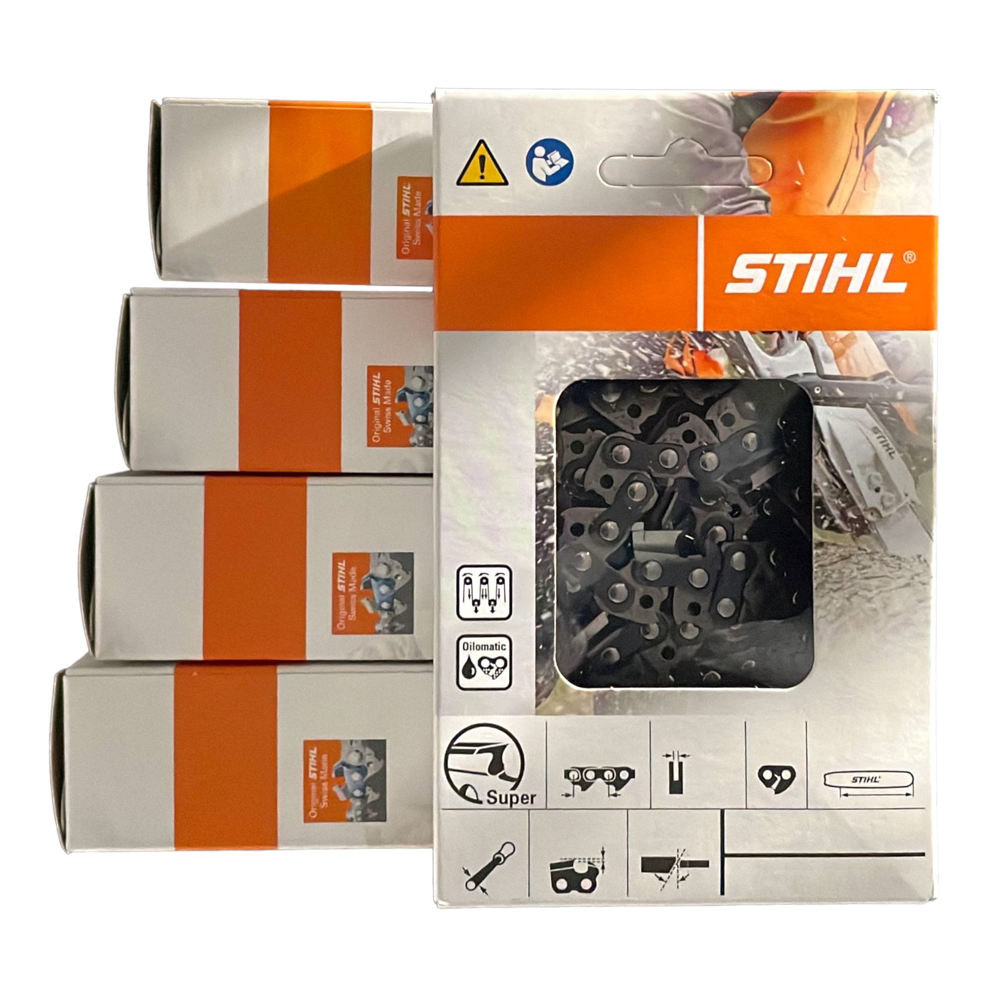 STIHL Ersatzkette 5 Stück Stihl Sägeketten Rapid Super (RS) 3/8 1.6 mm 77 TG V, 3/8V