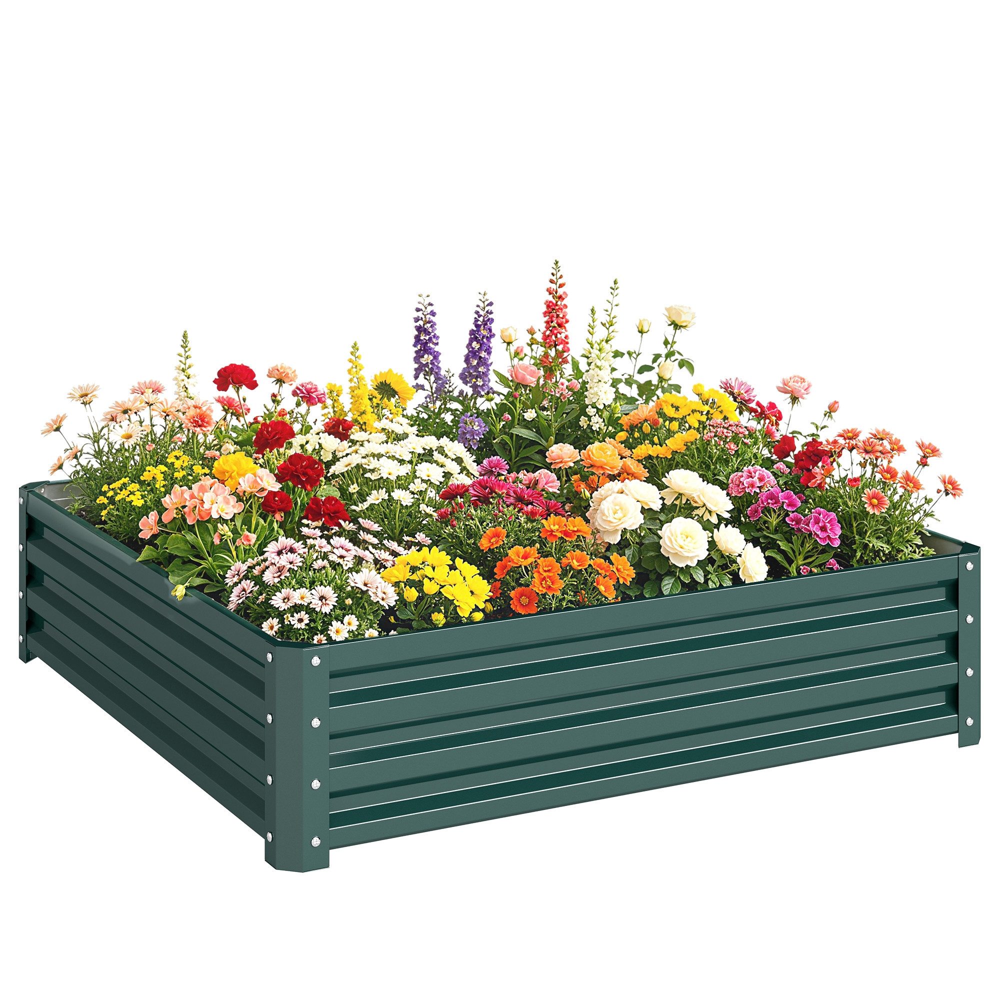 furnicato Hochbeet Hochgarten 100x100 cm Grün - Verzinkter Stahl für ...