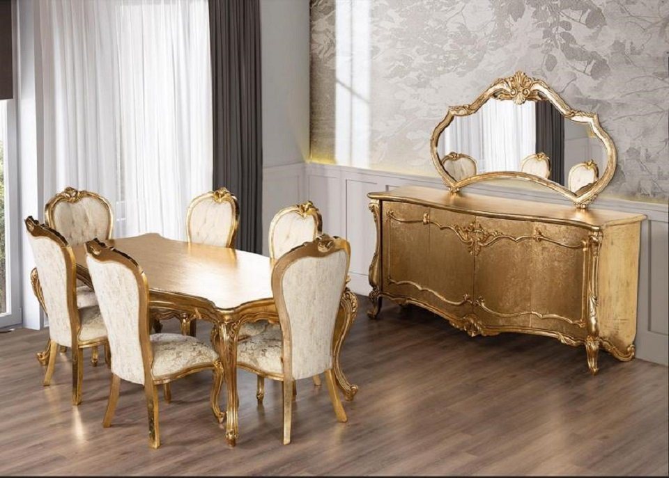 Jvmoebel Esszimmer Set Esszimmer Garnitur Set Tisch 6x Stühle Anrichte