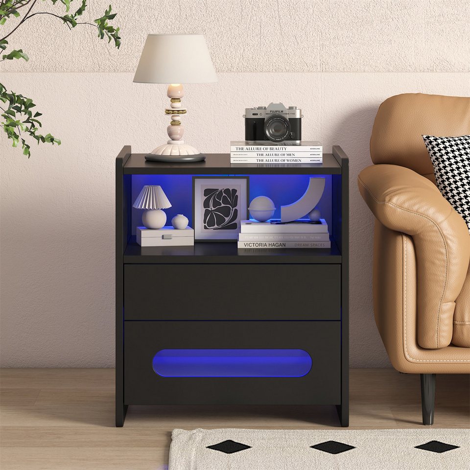 Autolock Nachttisch Led Nachttisch Moderner Sofatisch Mit 2 Schubladen