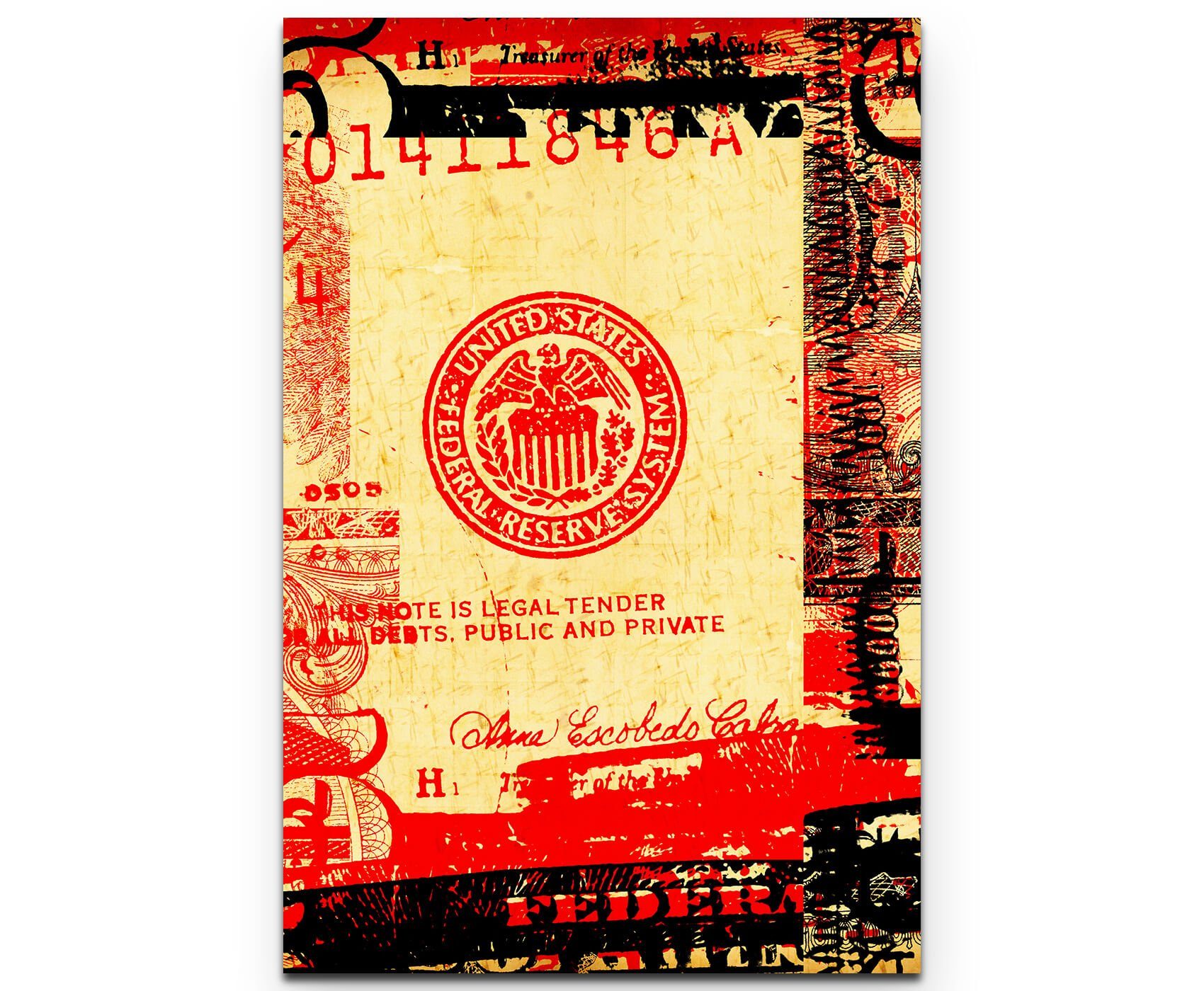 Sinus Art Leinwandbild Abstraktes Bild Us Dollar Mit Roten Elementen