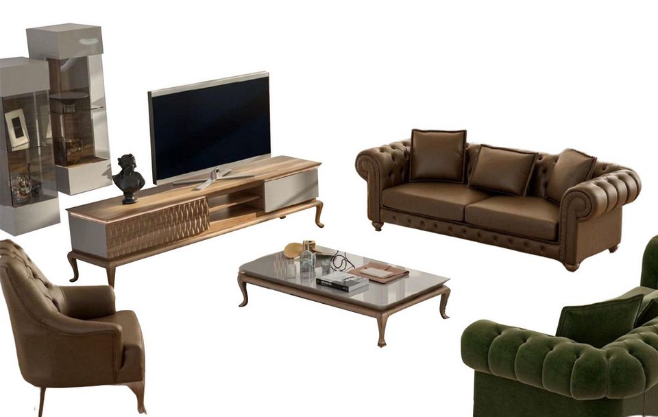 Jvmoebel Sofa Braune Chesterfield Luxus Sofagarnitur Moderner